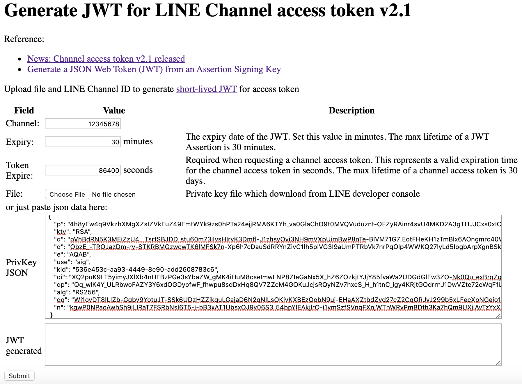Helper module to generate JWT for LINE OAuth2 v2.1